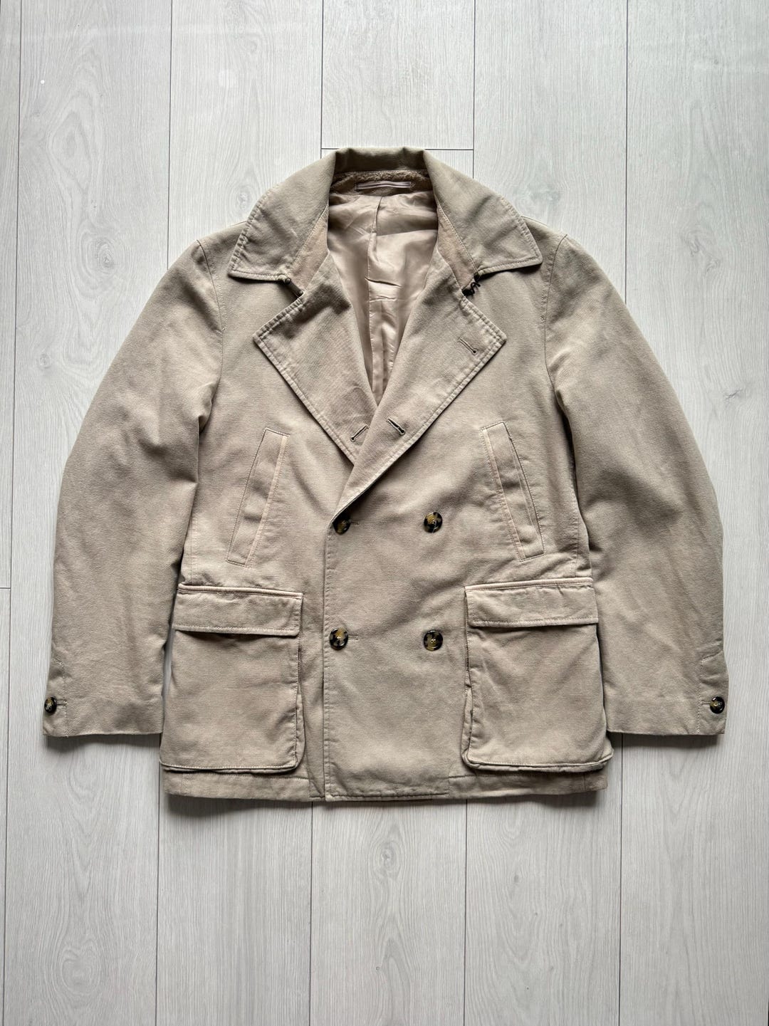 WOLSEY Trench Coat Cotton Beige Overcoat Safari Mens Size 50/L - Etsy