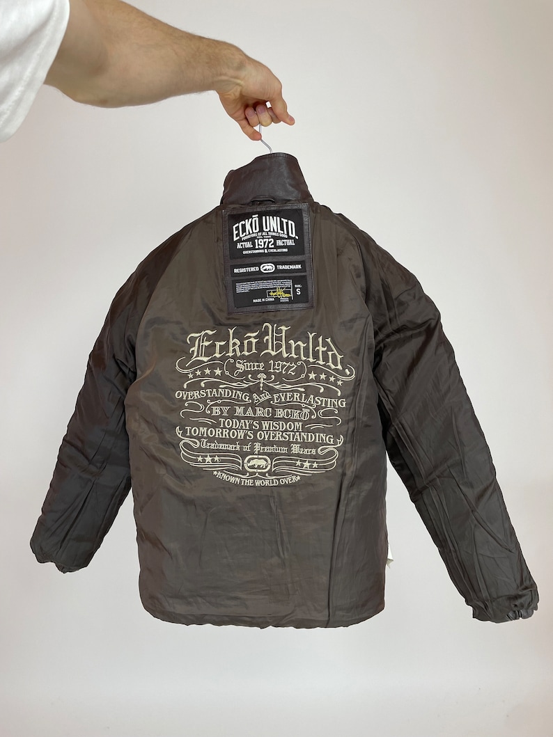 Vintage ECKO UNLTD Leather Jacket Mens Size S - Etsy