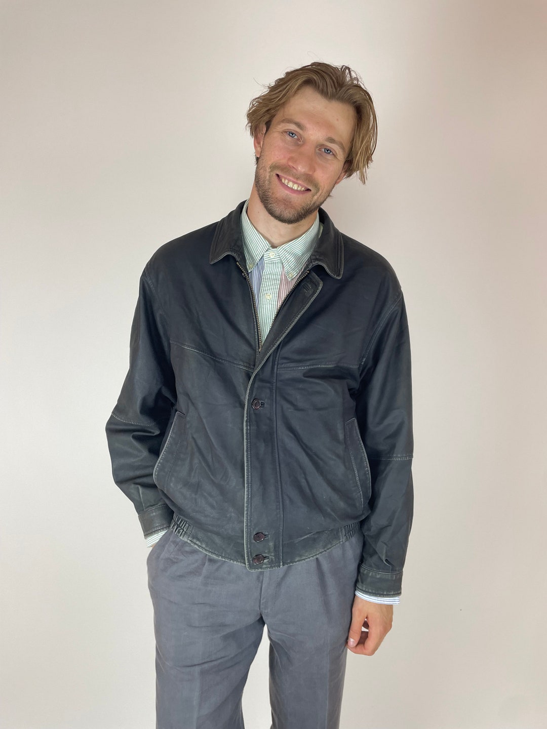 Bugatti Leather Jacket Vintage Mens Size 52 - Etsy