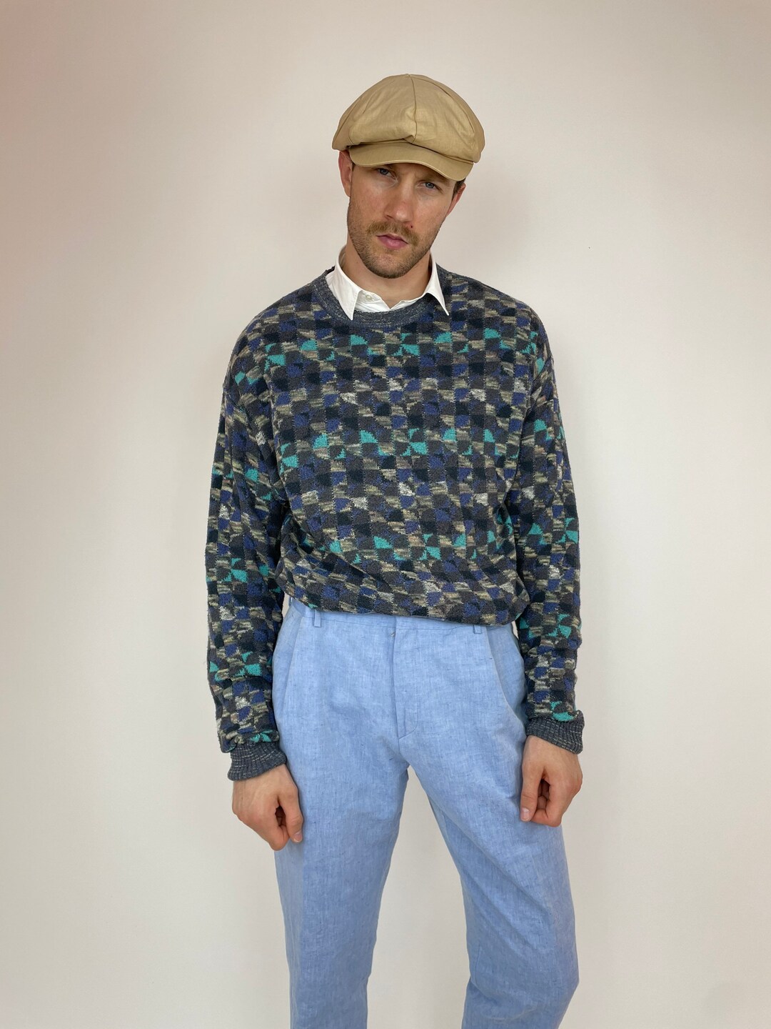 Rare Vintage Mens GIANNI BUGLI Milano Retro Multicolor Sweater, Cotton ...