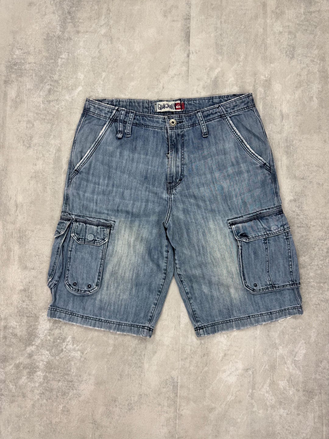 Quiksilver QUIKJEAN Denim Cargo Shorts Vintage Rap Hip-hop ...