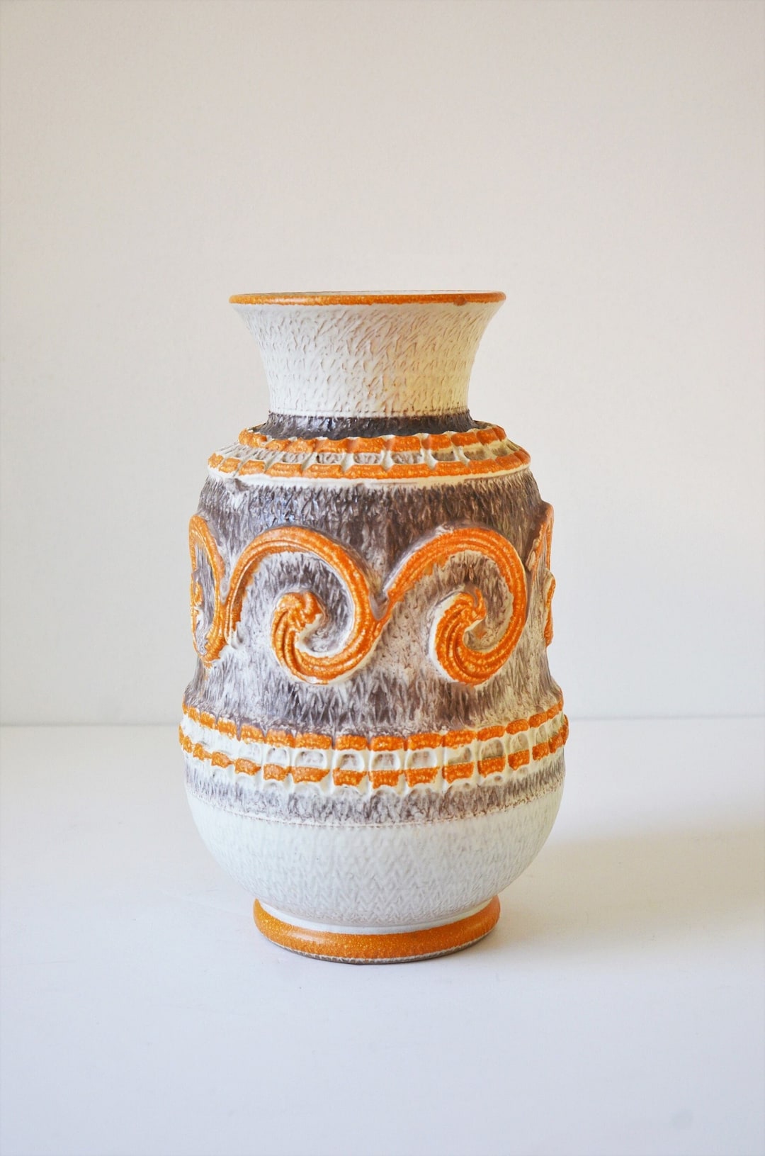 Vintage Italian Pottery Vase in Beige, Orange, & Gray by Nuovo ...