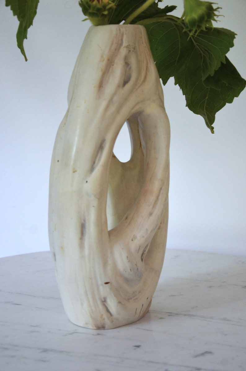 Vintage Modernist Faux Bois Wood Grain Vase in White Ceramic - Etsy