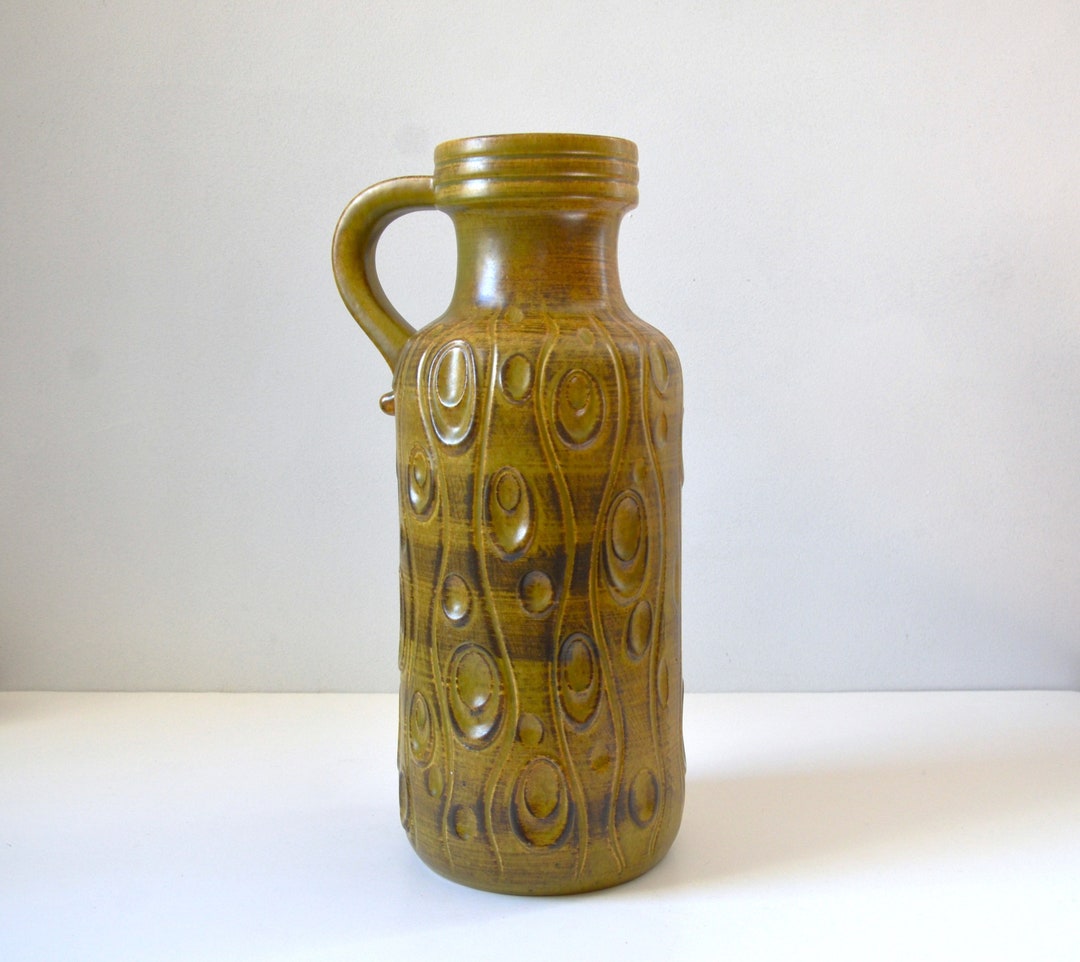 Extra Large Vintage West German Art Pottery Floor Vase in Mustard ...
