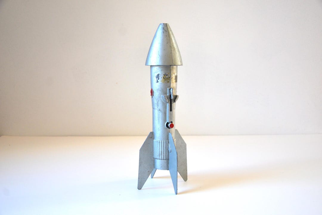 Mid-century Space Age Cast Metal Rocket Ship Bank Toy by Berzac ...