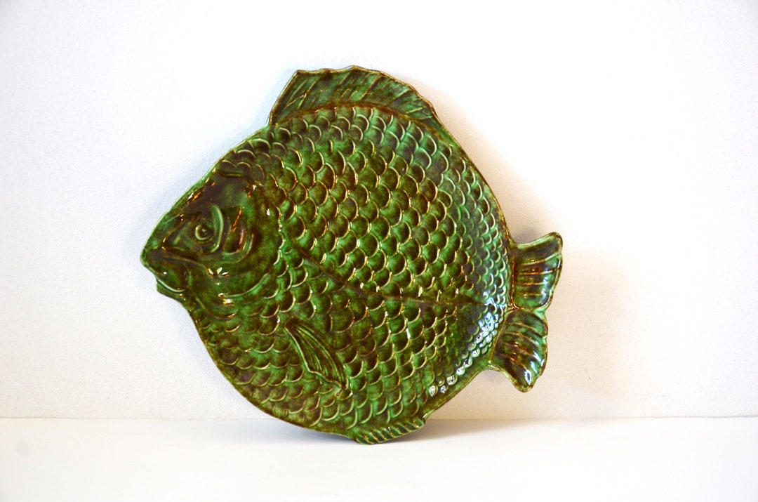 Vintage Green Italian Fish Plate, 11" Serving Dish Plate Platter - Etsy