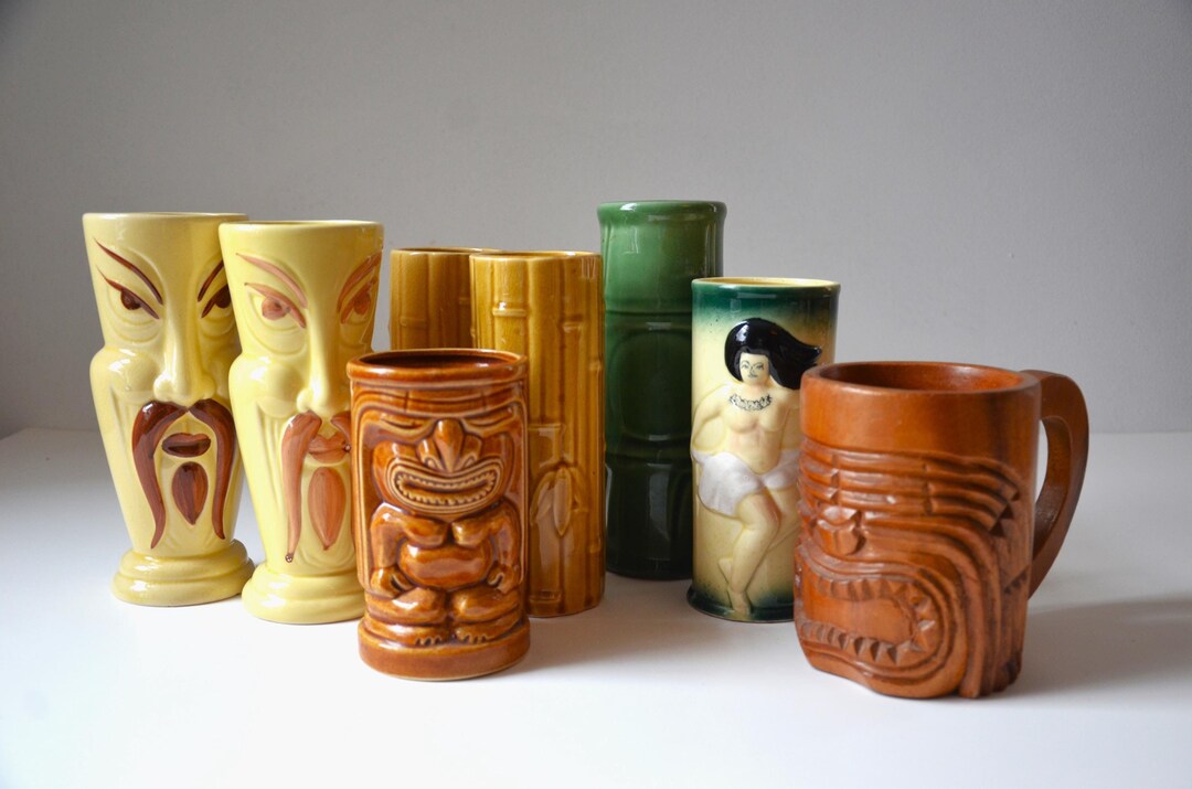 Vintage Tiki Mug Cocktail Collection, Set of 8, Orchids of Hawaii ...