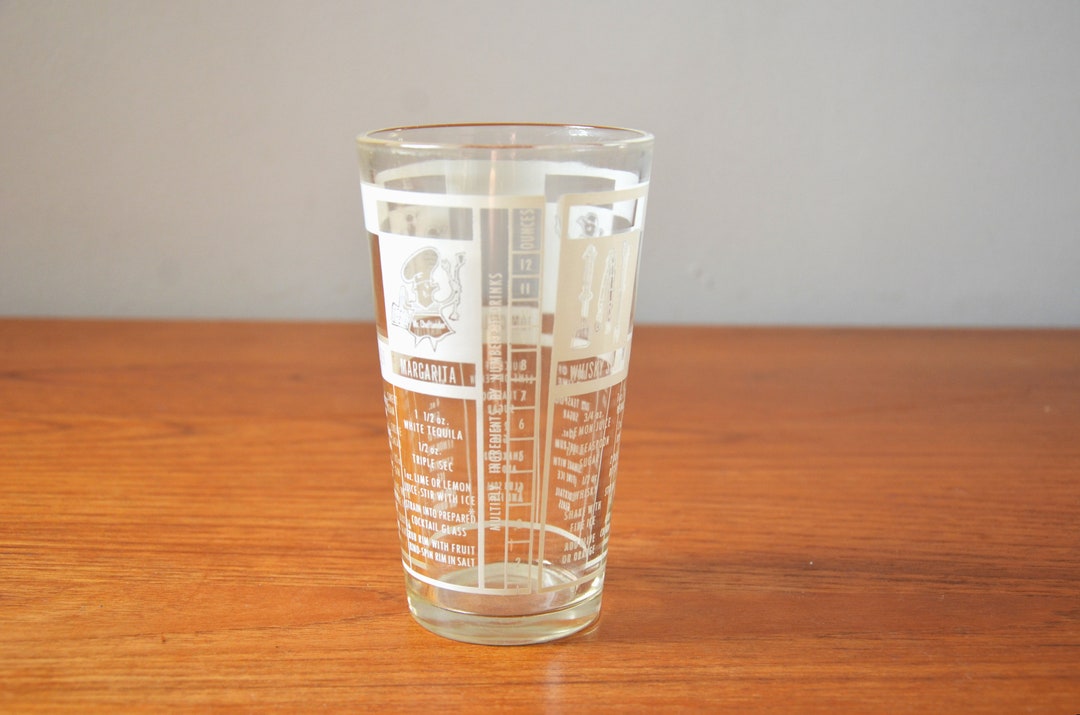 Vintage Cocktail Mixing Pint Glass With Classic Recipes in White, Retro ...