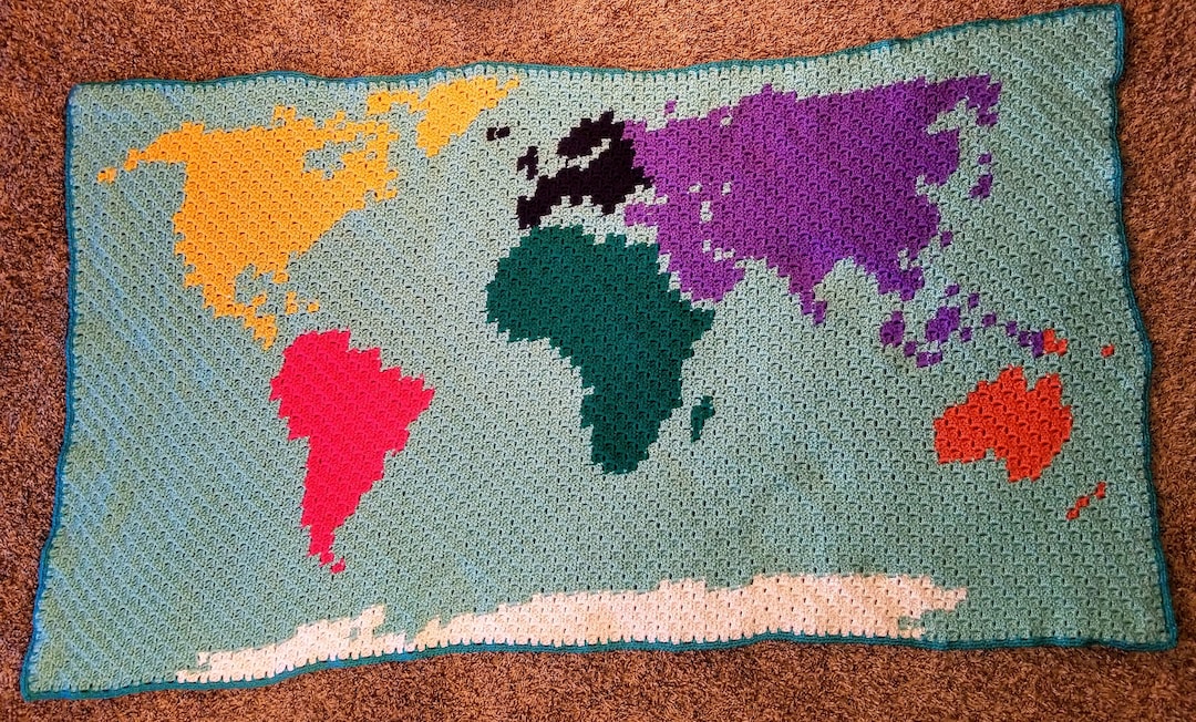 World Map Crochet Afghan Pattern - Etsy