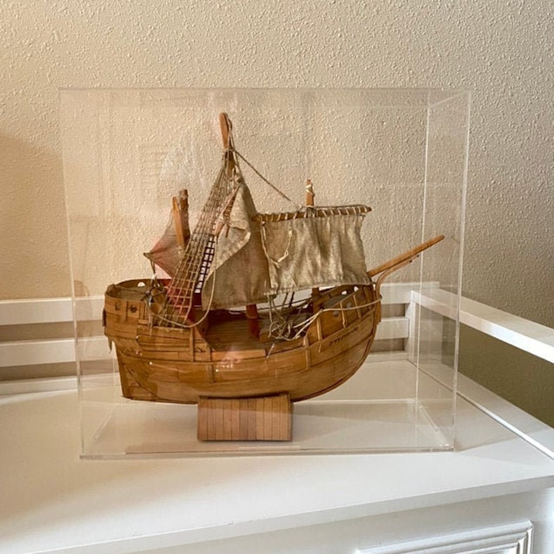 Clear Acrylic Display Case – Model Cruise Ship Protector, Black Base ...