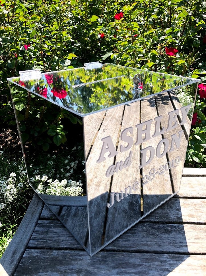 3D Mirrored Personalized Acrylic Card Box I Wedding Card Box | Etsy