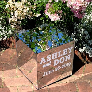 3D Mirrored Personalized Acrylic Card Box I Wedding Card Box With Lock ...