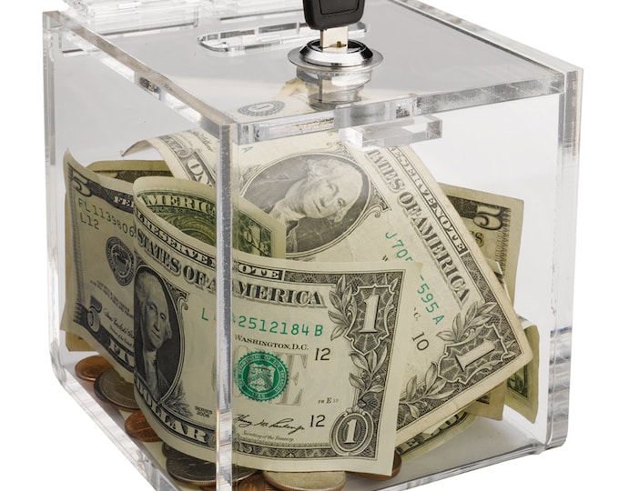 Clear Acrylic Locking Tip Jar Donation Collection Ballot - Etsy