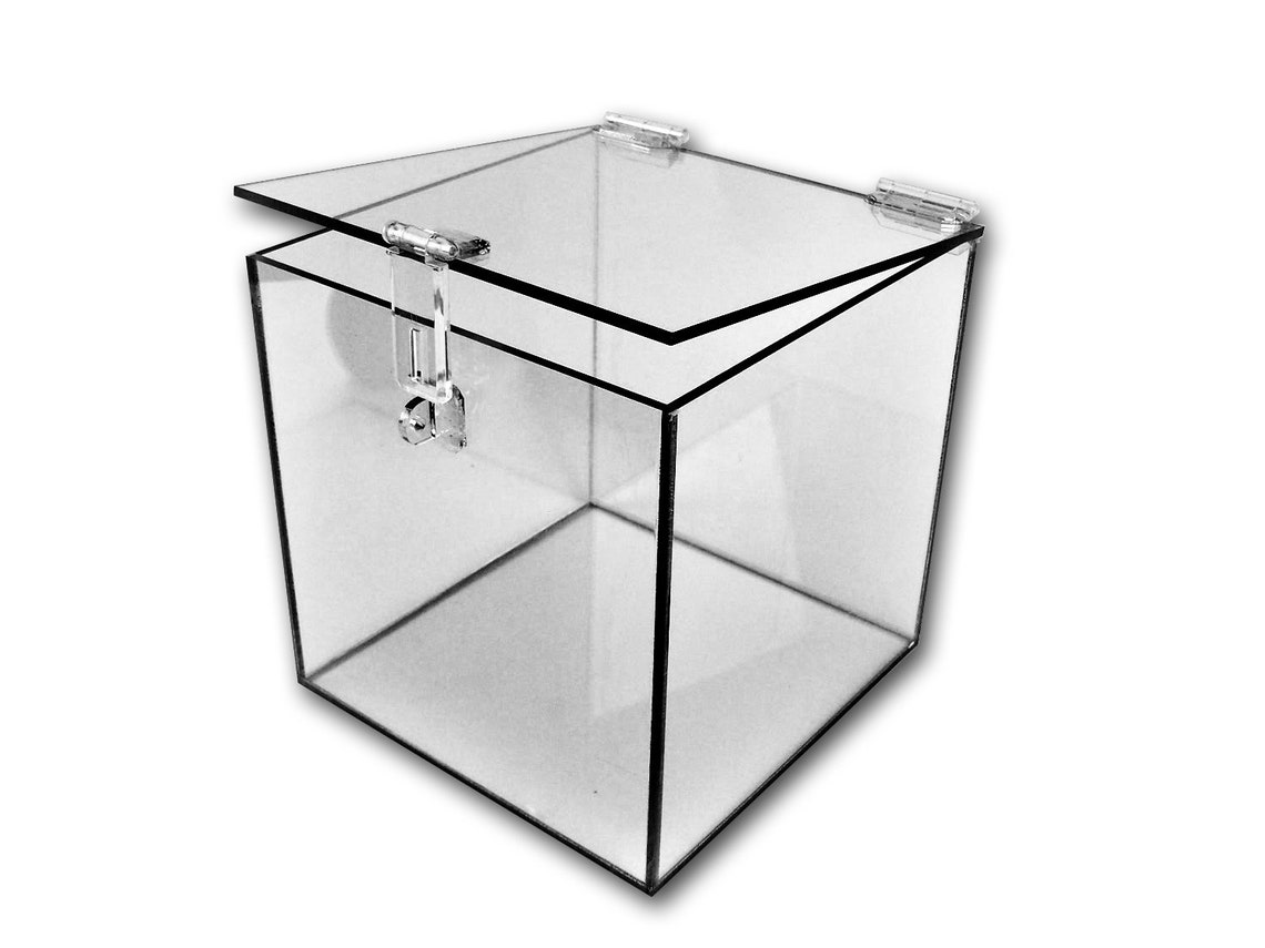 Acrylic 5-sided Box W/ Hasp Lock Lid - Etsy