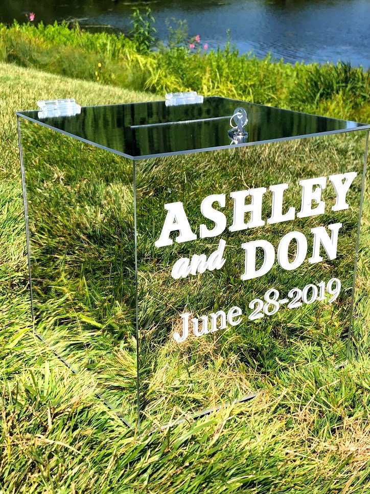 3D Mirrored Personalized Acrylic Card Box I Wedding Card Box | Etsy
