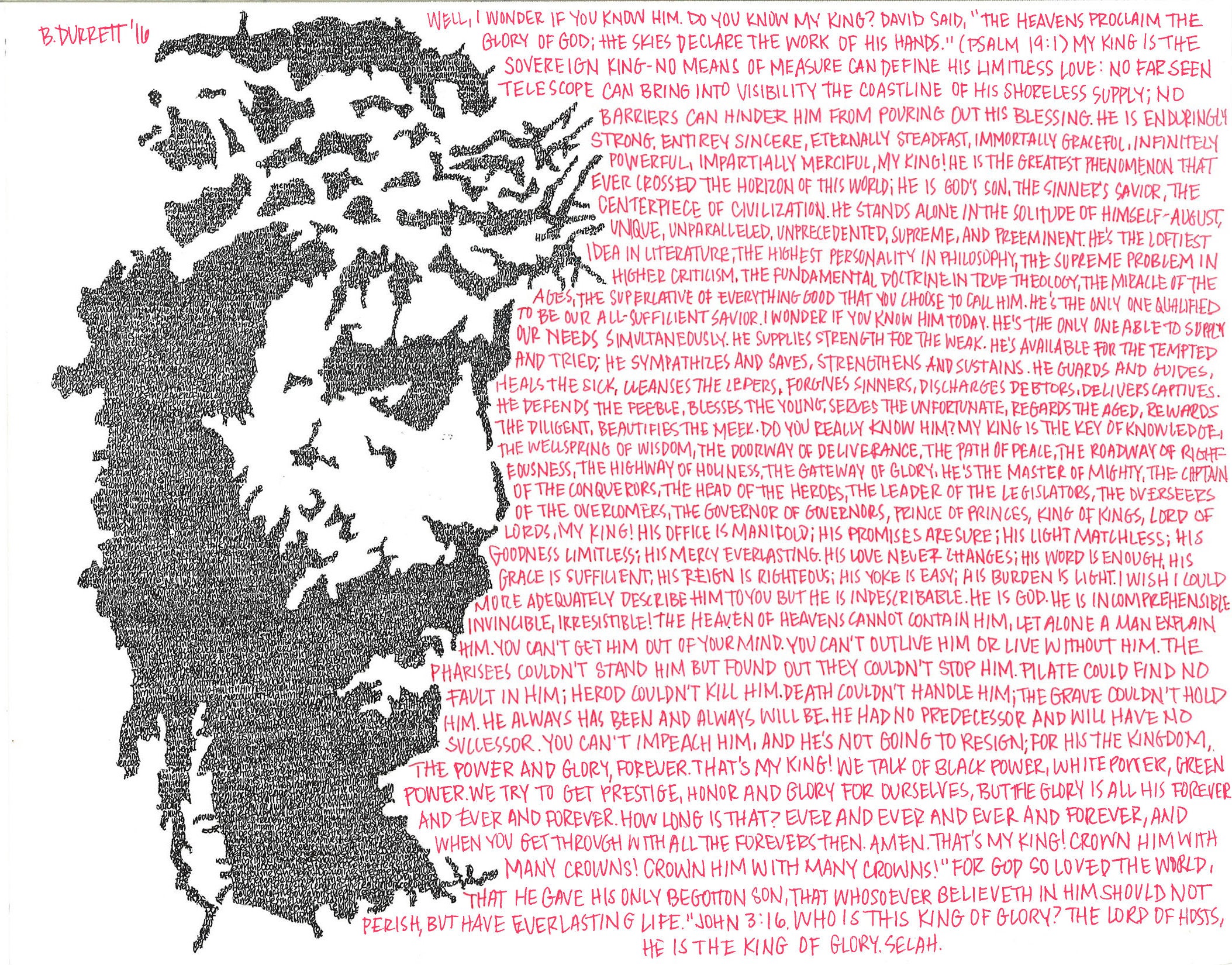 That's My King S.M. Lockridge Lyric Drawing 11x14 | Etsy