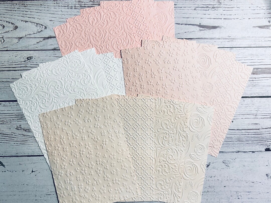 A Set of 16 Sheets Mixed Pattern Embossing Cardstock Paper. Journal ...