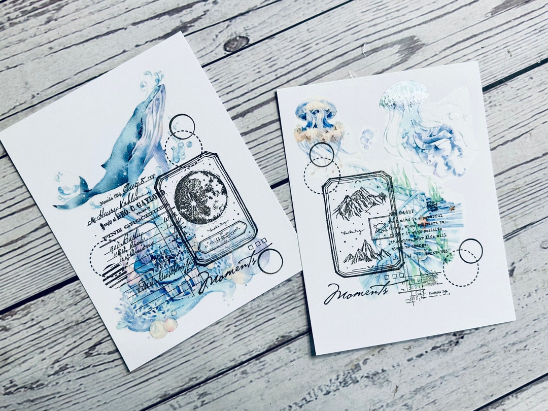 Embellished Hand Stamped Journal Cards for Pen Pal. Junk Journal Blank ...