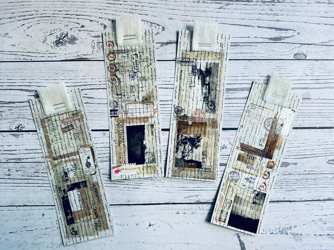 A Set of 4 Collage Journal Bookmarks for Junk Journaling. Journal Bookmarks, Handmade Paper ...