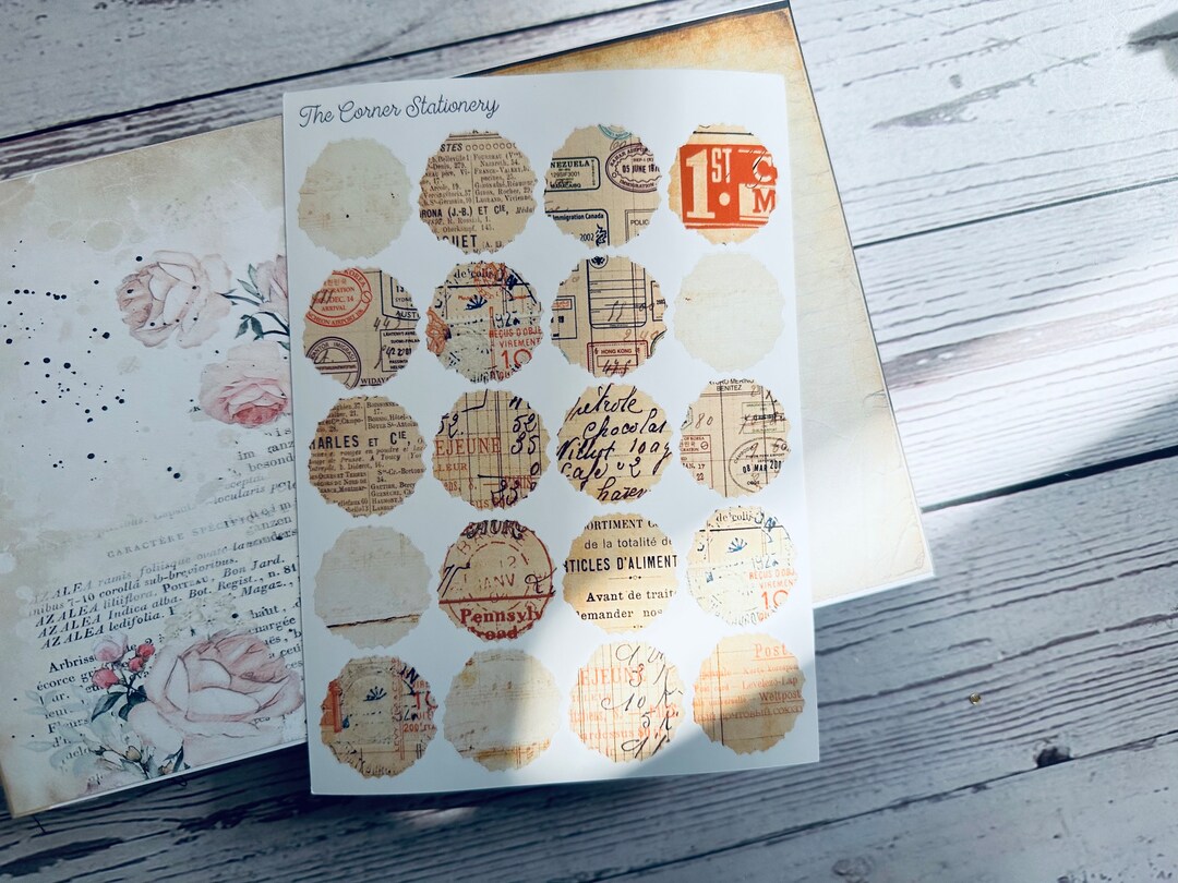 Vintage Ephemera Stickers: Round Journaling Stickers - Etsy