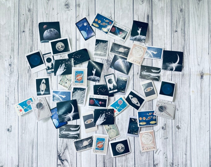 A Set of 46 Astronomy and Moon Small Paper Sticker for Junk Journaling ...