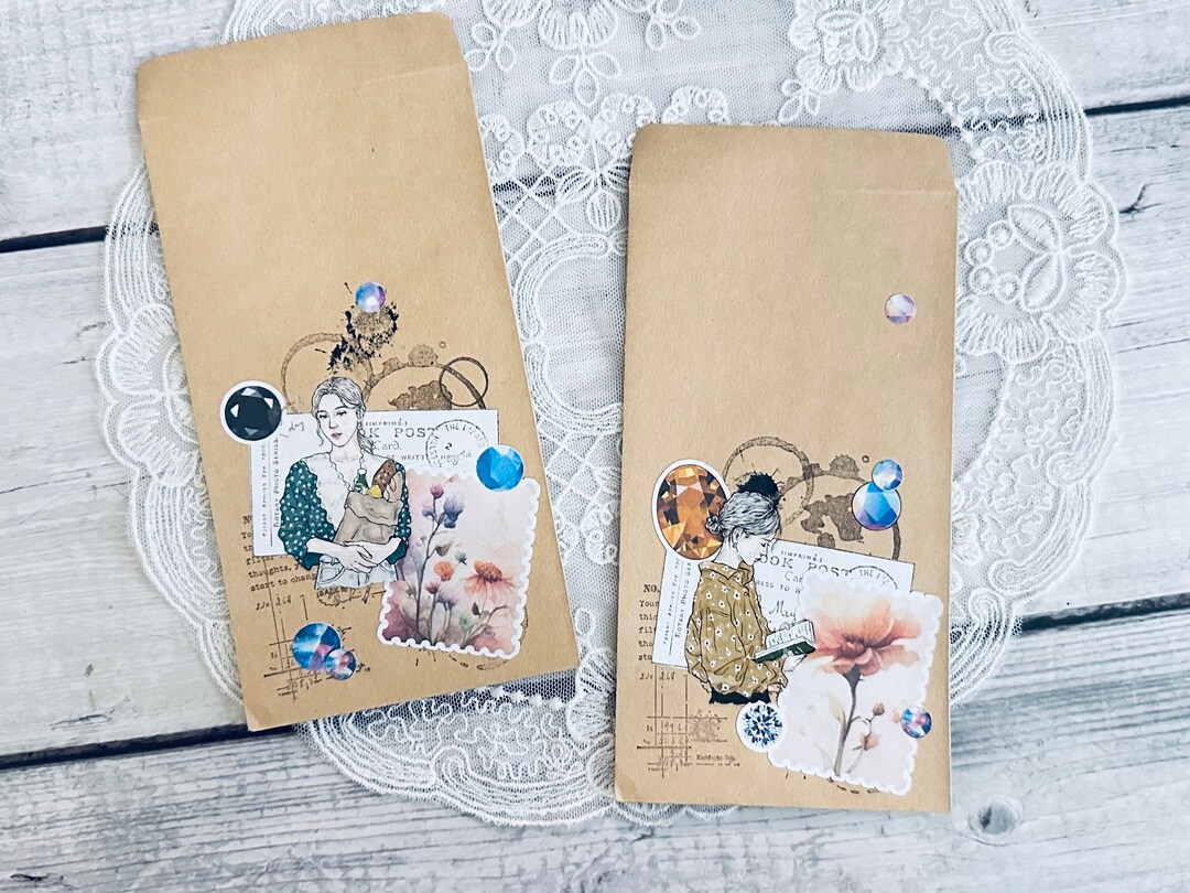 Handmade Stamping Journal Envelope Set: Ephemera Embellishments (2) - Etsy