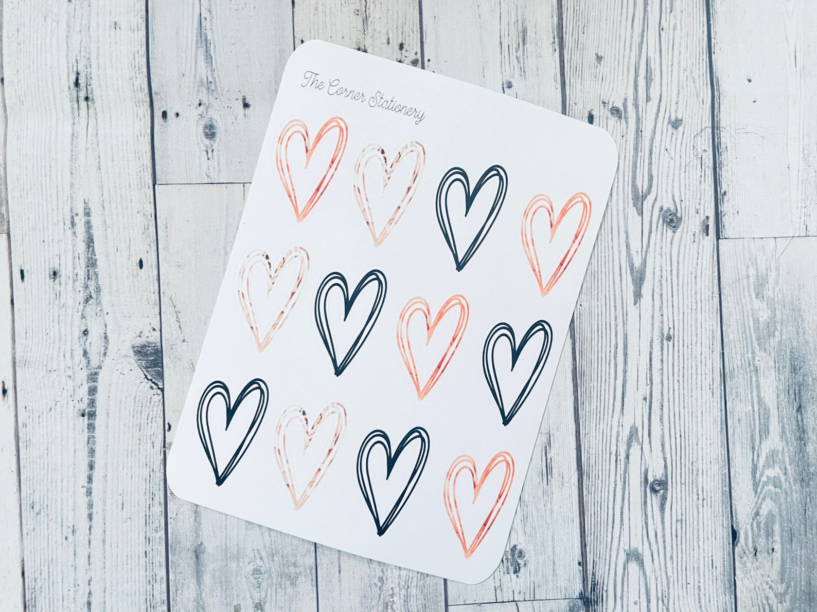 A Sheet of 12 Hearts Line Stickers for Junk Journaling - Etsy