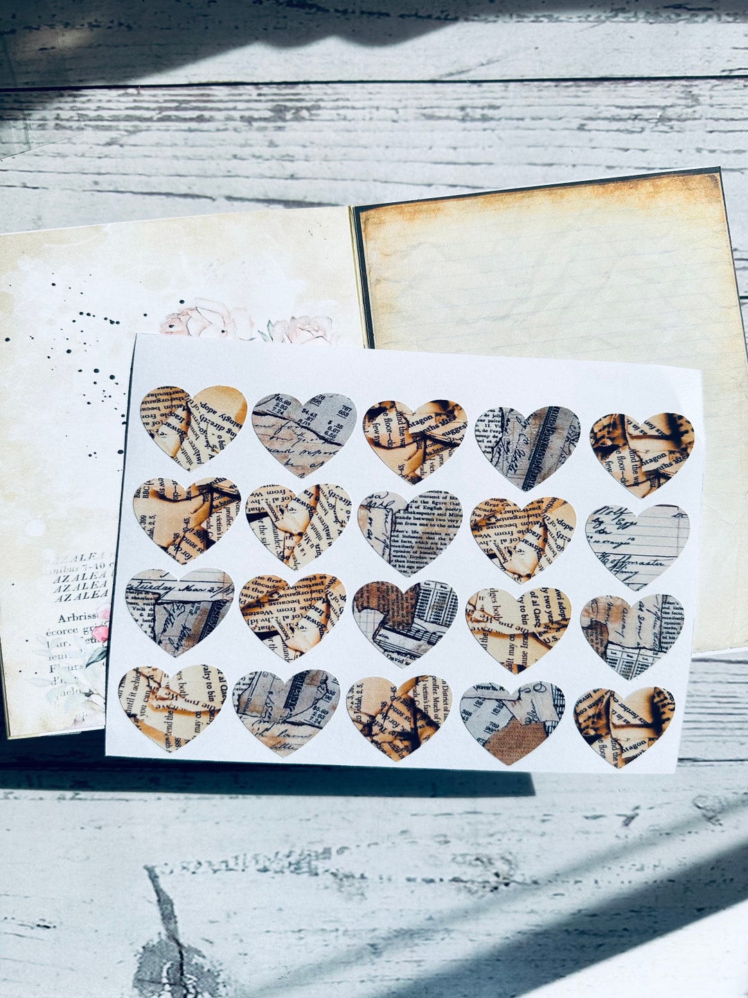 Heart Ephemera Paper Sticker for Junk Journal | Paper Pattern | Heart ...