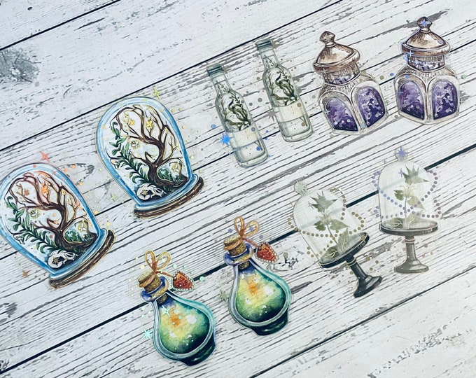 A Set of 10 Pieces Wiccan Witch Magic Spell Gold Foiled PET Stickers ...