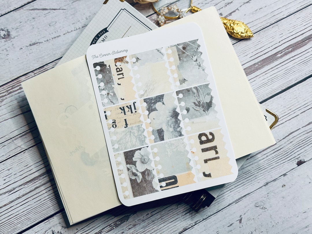 Vintage Aesthetic Ephemera Light Pastel Color Sticker for Junk Journal ...