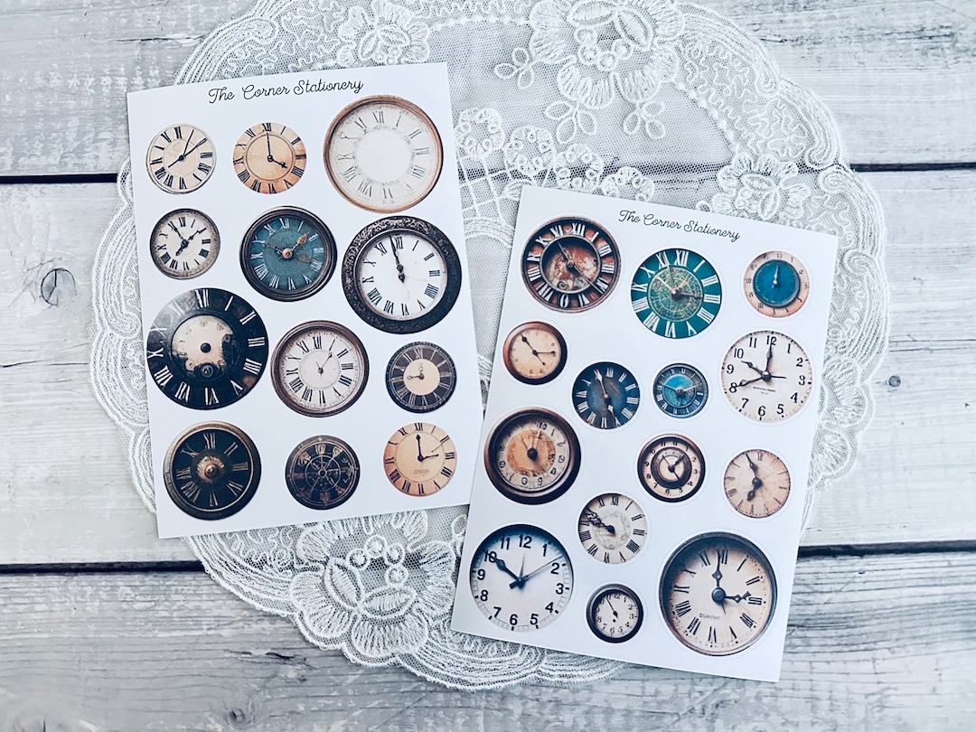 Vintage Clocks Sticker for Junk Journal | Clocks Sticker for Junk ...