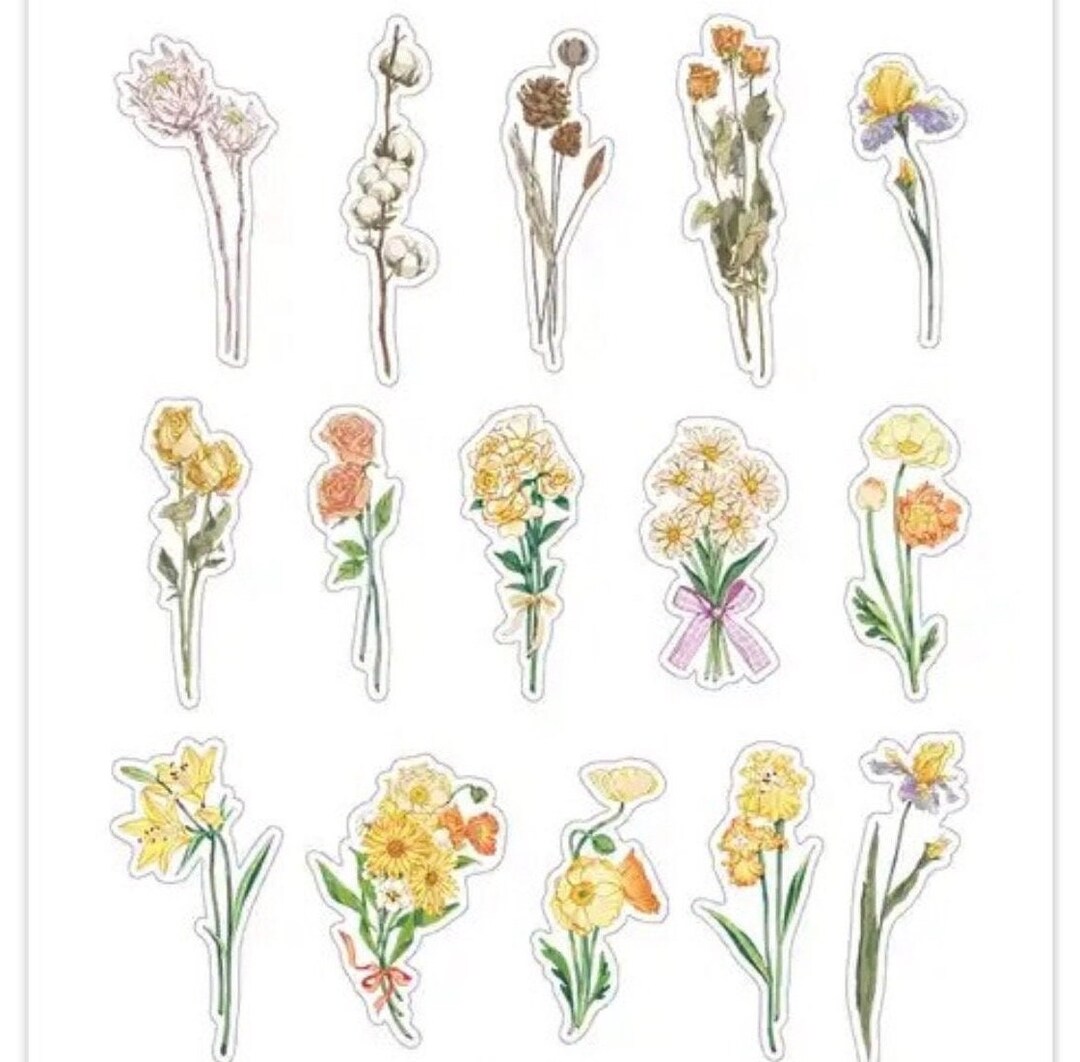 Yellow Flower PET Stickers: Scrapbook Journaling Supplies (30pc) - Etsy