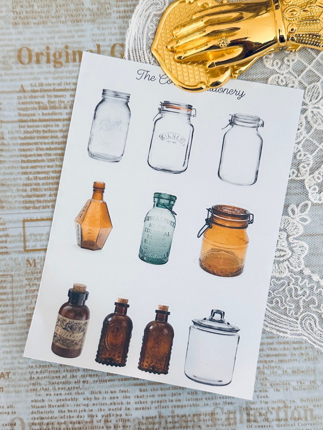 Bottle and Jar Stickers for Junk Journal Paper Sticker Bottle Ephemera ...