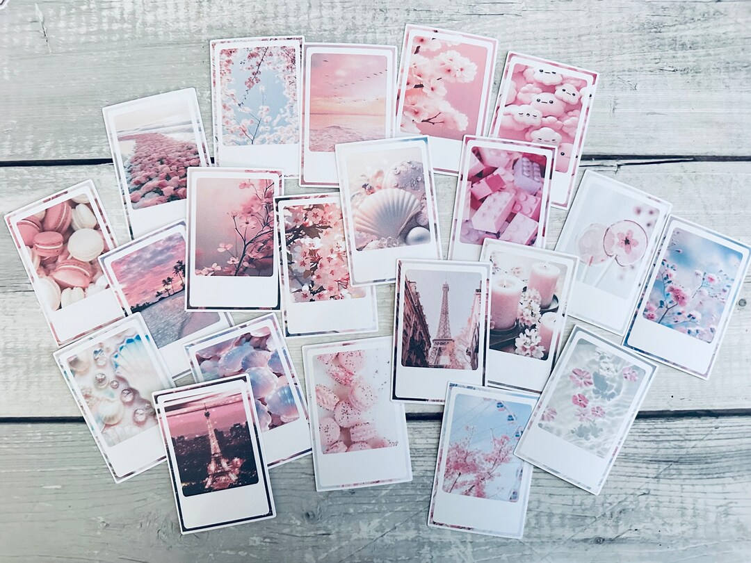 Pinks Aesthetic Photo Journal Stickers Set | Pinks Color Themed ...
