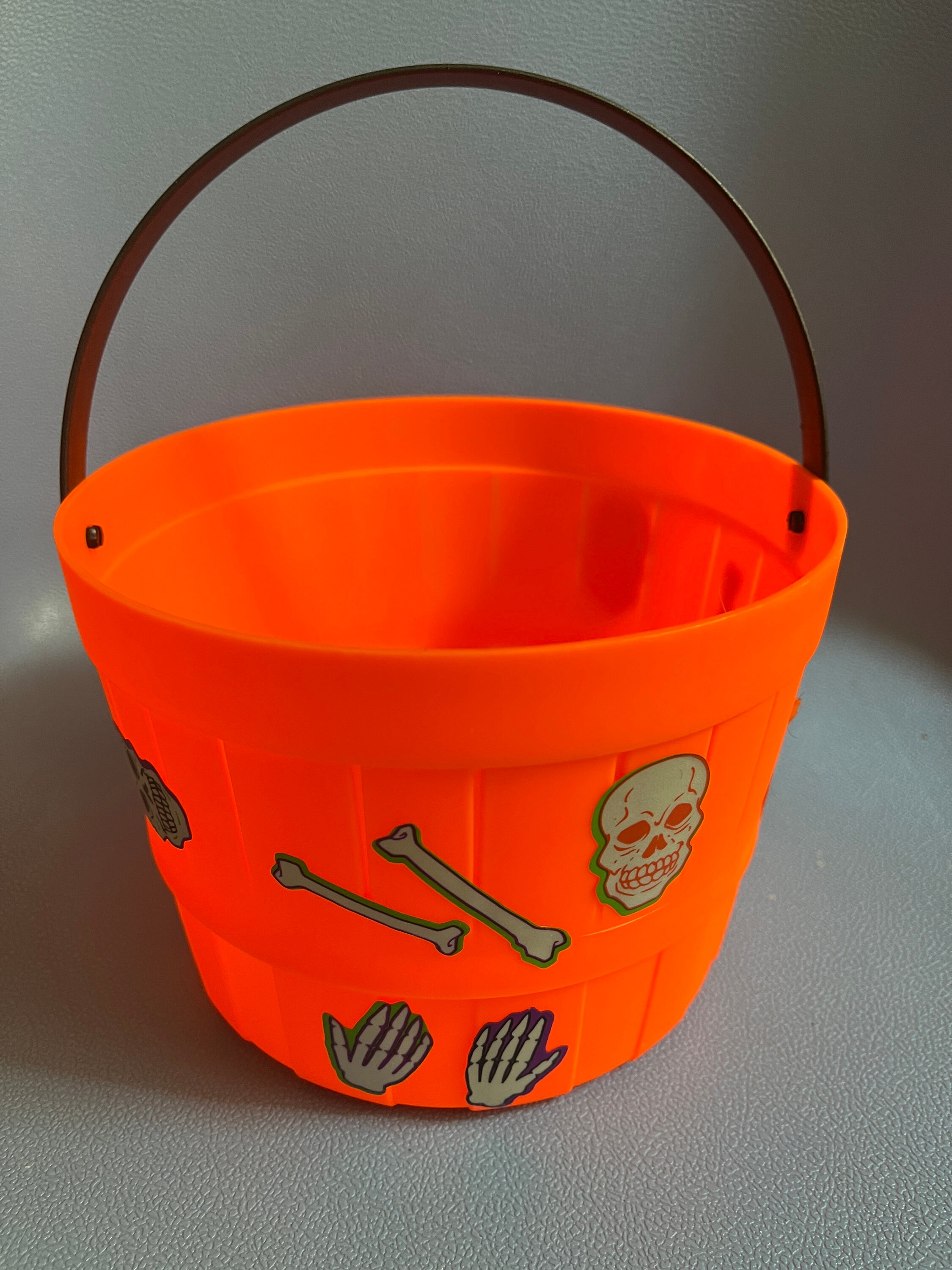 Vintage Midwestern Home Dollar Tree Store Halloween Bucket Pail Plastic Trick or Treat Collectible Very Clean 90s Orange Handle Skeleton Etsy UK
