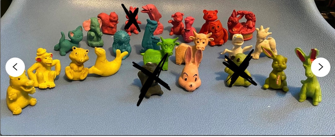 Vintage Diener Erasers Itty Bittys 60s 70s 80s Cow Dolphin Easter ...