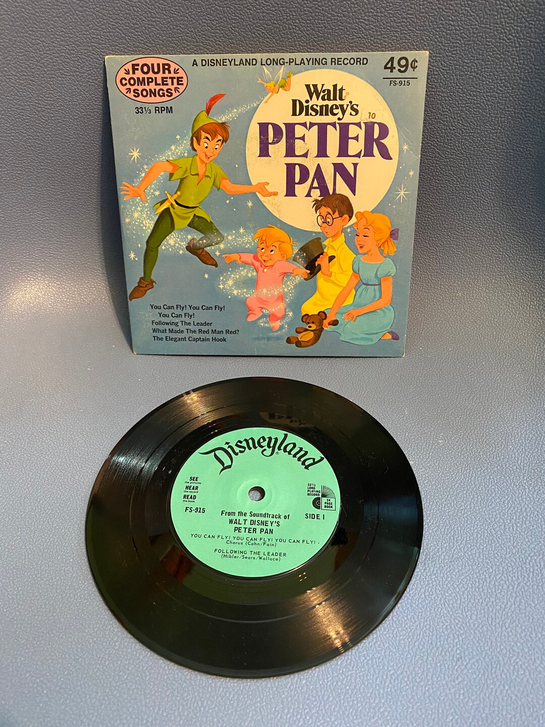 Vintage VG Walt Disney Peter Pan 45 Rpm 4 Songs Excellent Condition ...