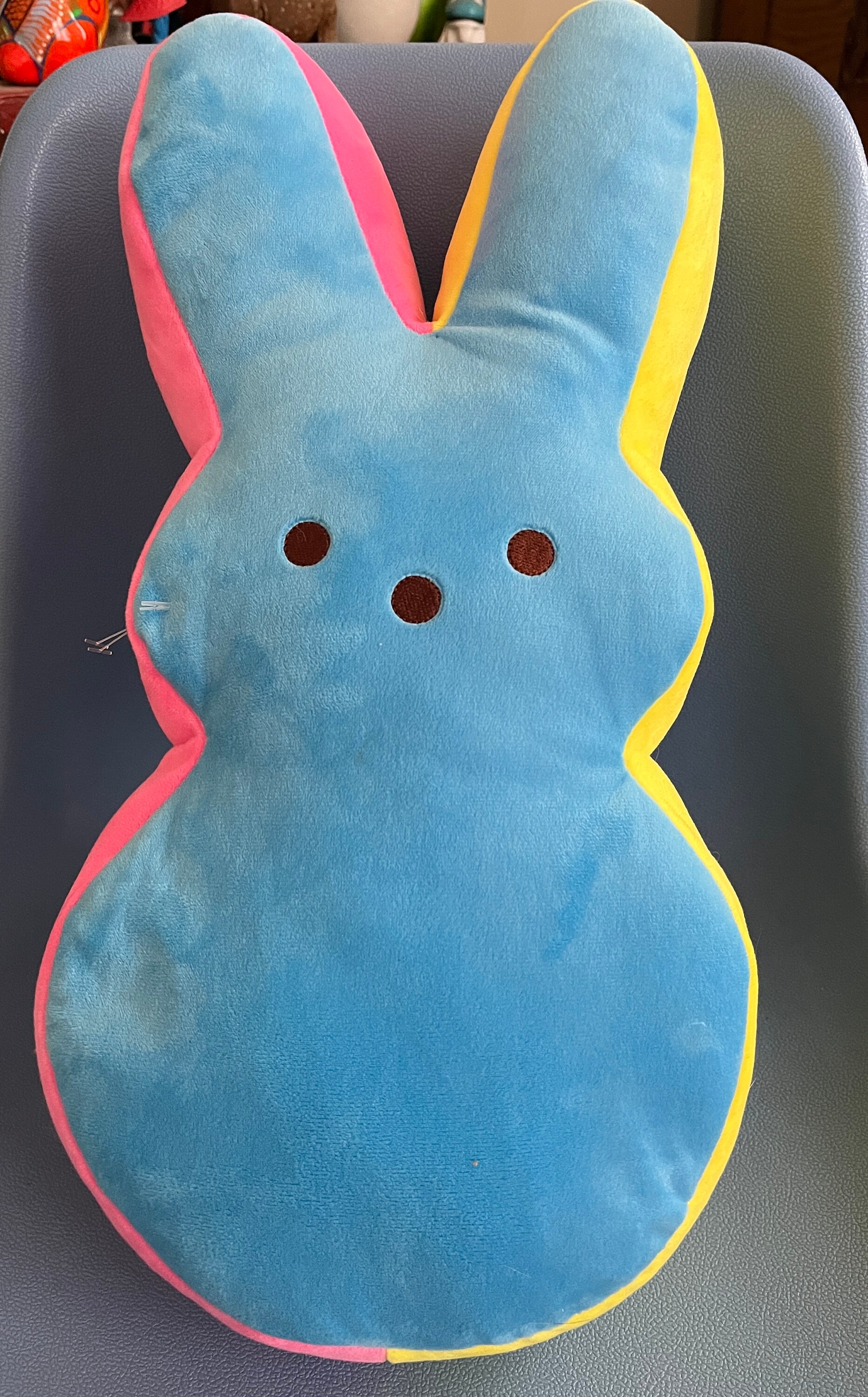 Peeps Candy 17" Colorblock Bunny Pillow Plush Easter Decoration Blue ...