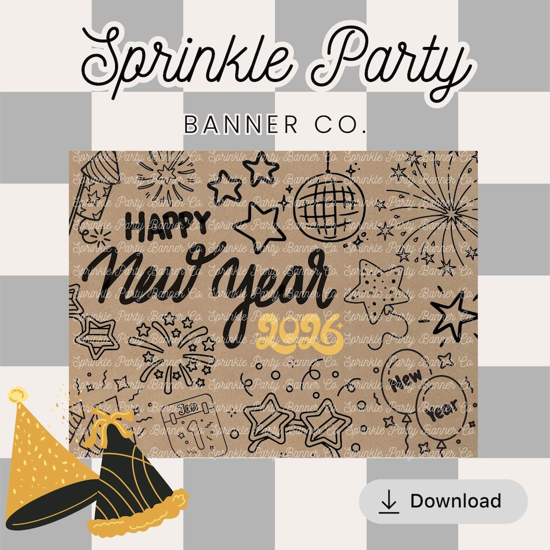 New Year Coloring Kid's Banner | Digital Banner Template | 3ft X 4 Ft ...
