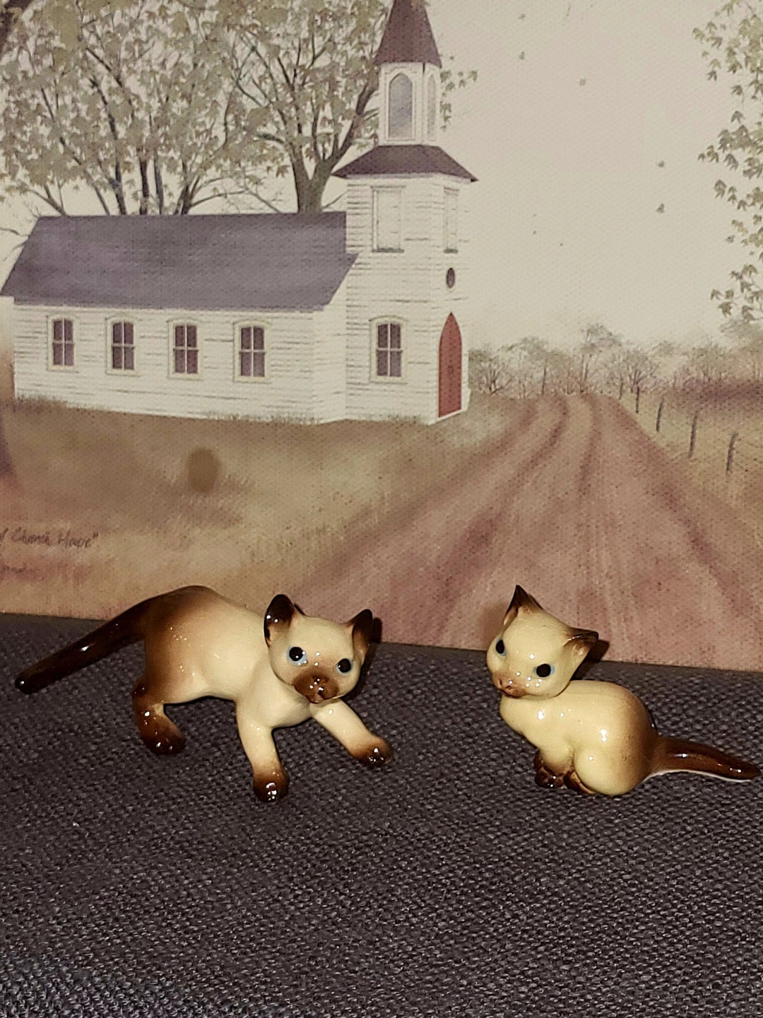 Retired HTF Hagen Renaker Siamese Mama and Daddy. Ceramic Cat,mini's ...