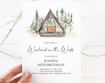 Woods Cabin Invite - Etsy