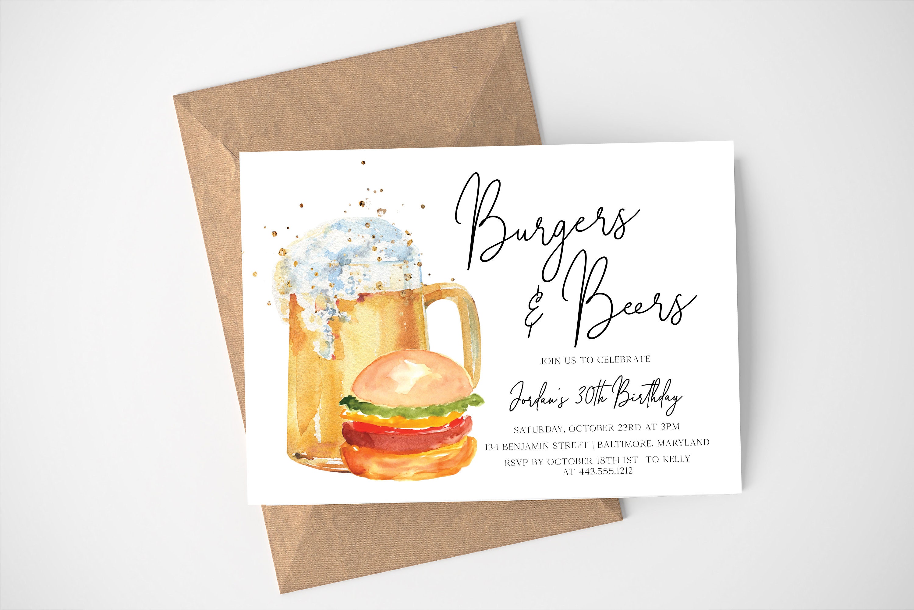 Burgers and Beers Birthday Party Invitation Beer Bachelor - Etsy