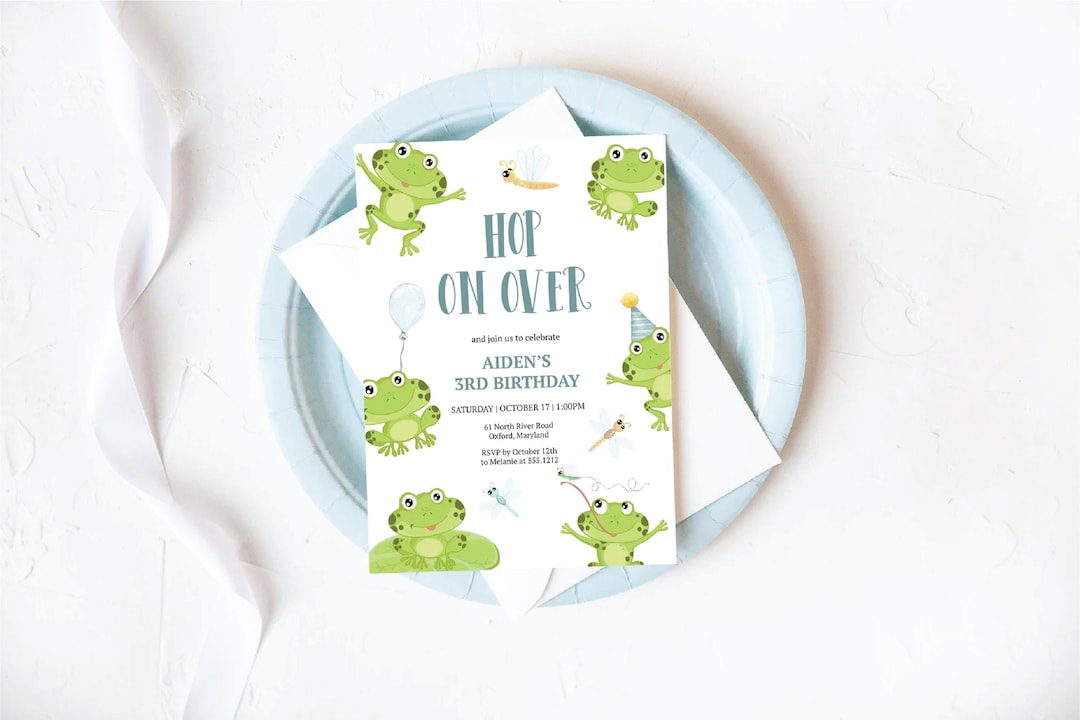 Frog Birthday Party Invitation, Frog Birthday Invitation, Editable Frog ...