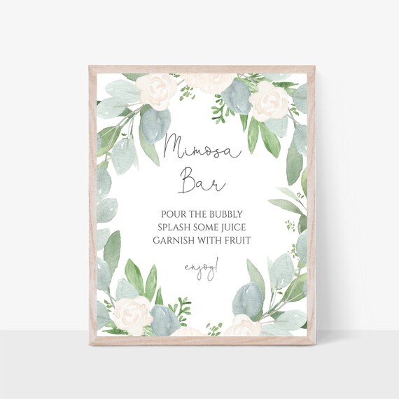 Greenery Momosa Bar Sign Instant Download Printable Baby - Etsy