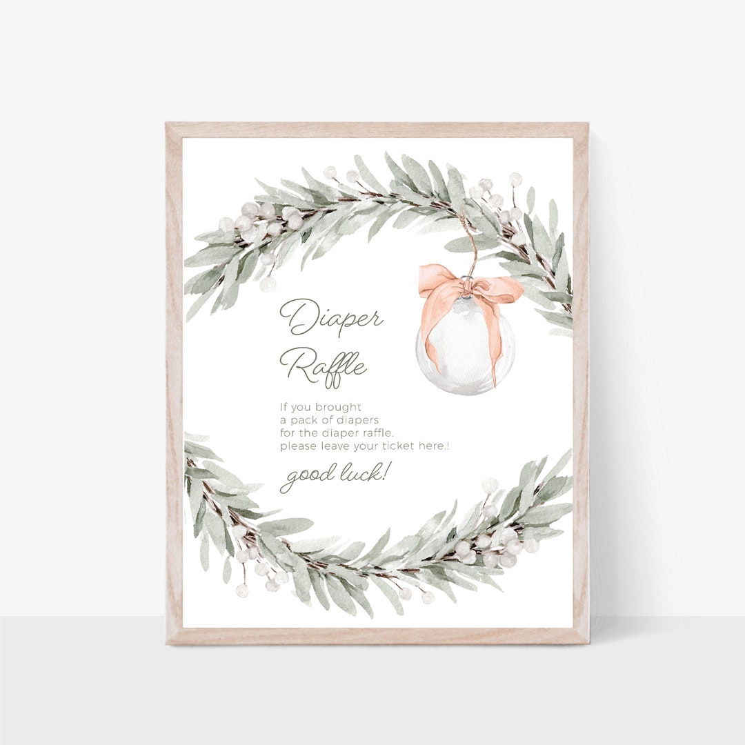 Christmas Diaper Raffle Sign, Instant Download, Printable Baby Shower ...