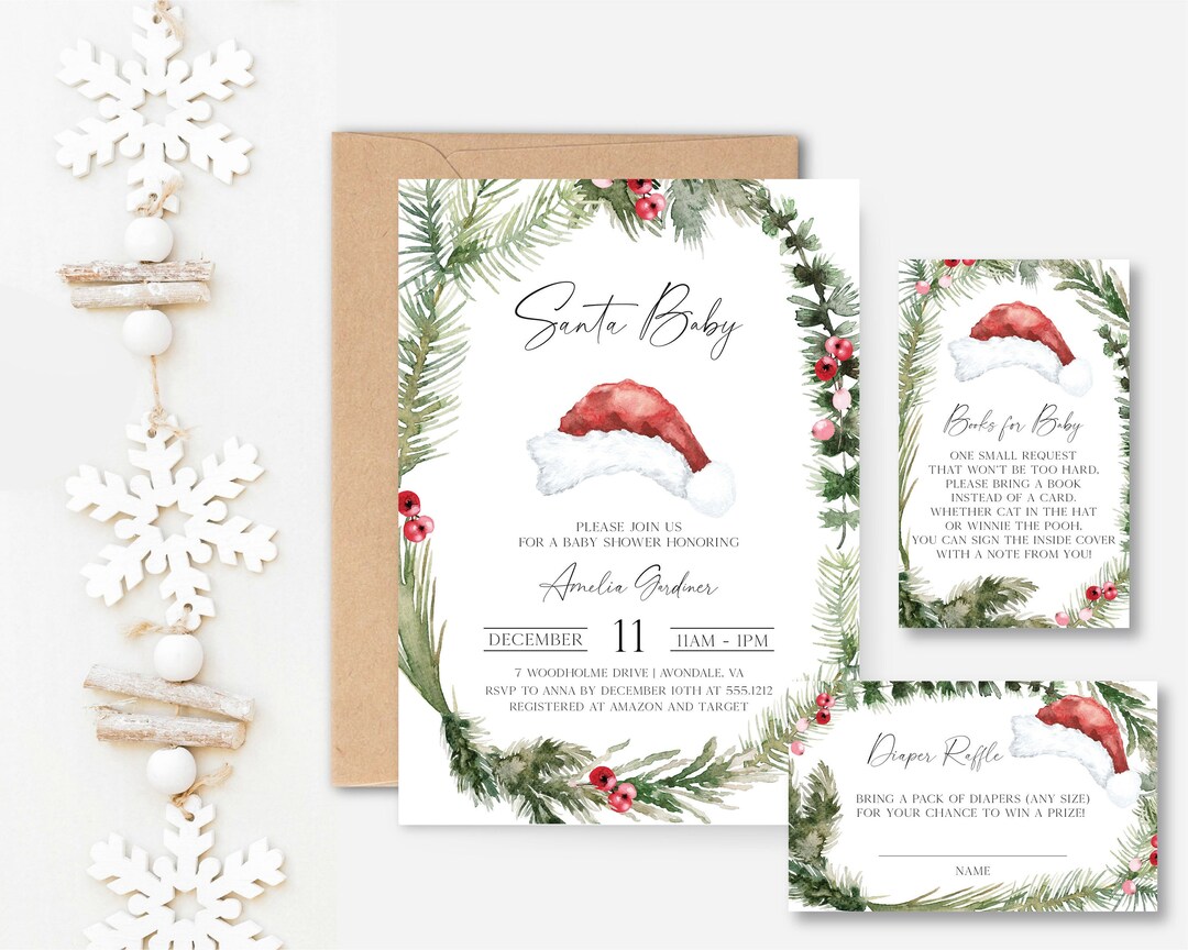 Santa Baby Shower Invitation Template, Instant Download, Editable ...