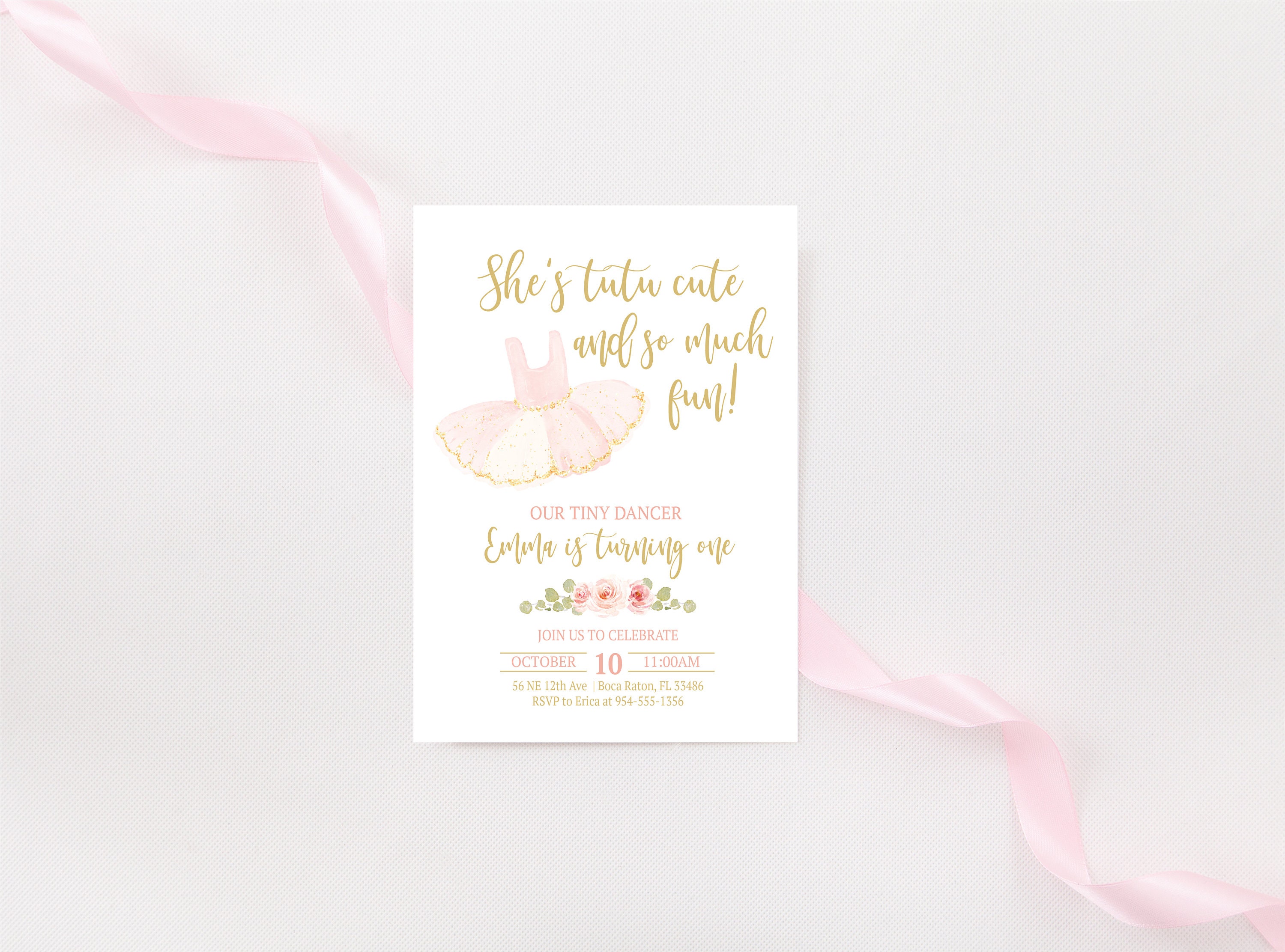 Tutu Birthday Invitation Instant Download Ballerina 1st - Etsy