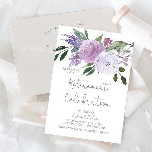 Purple Retirement Party Invitation Instant Download Editable | Etsy