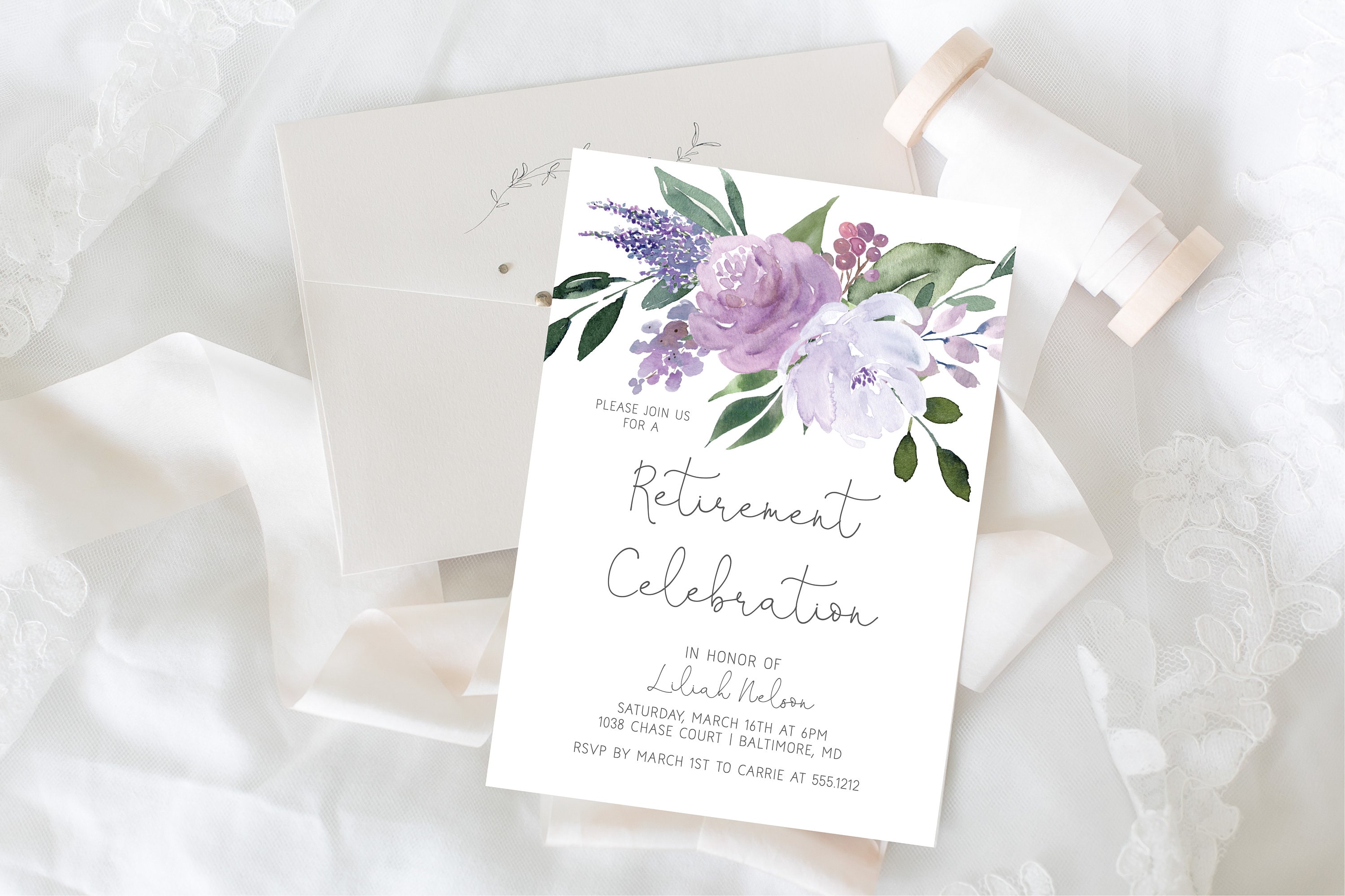 Invitations & Announcements Paper & Party Supplies Invitations Purple ...