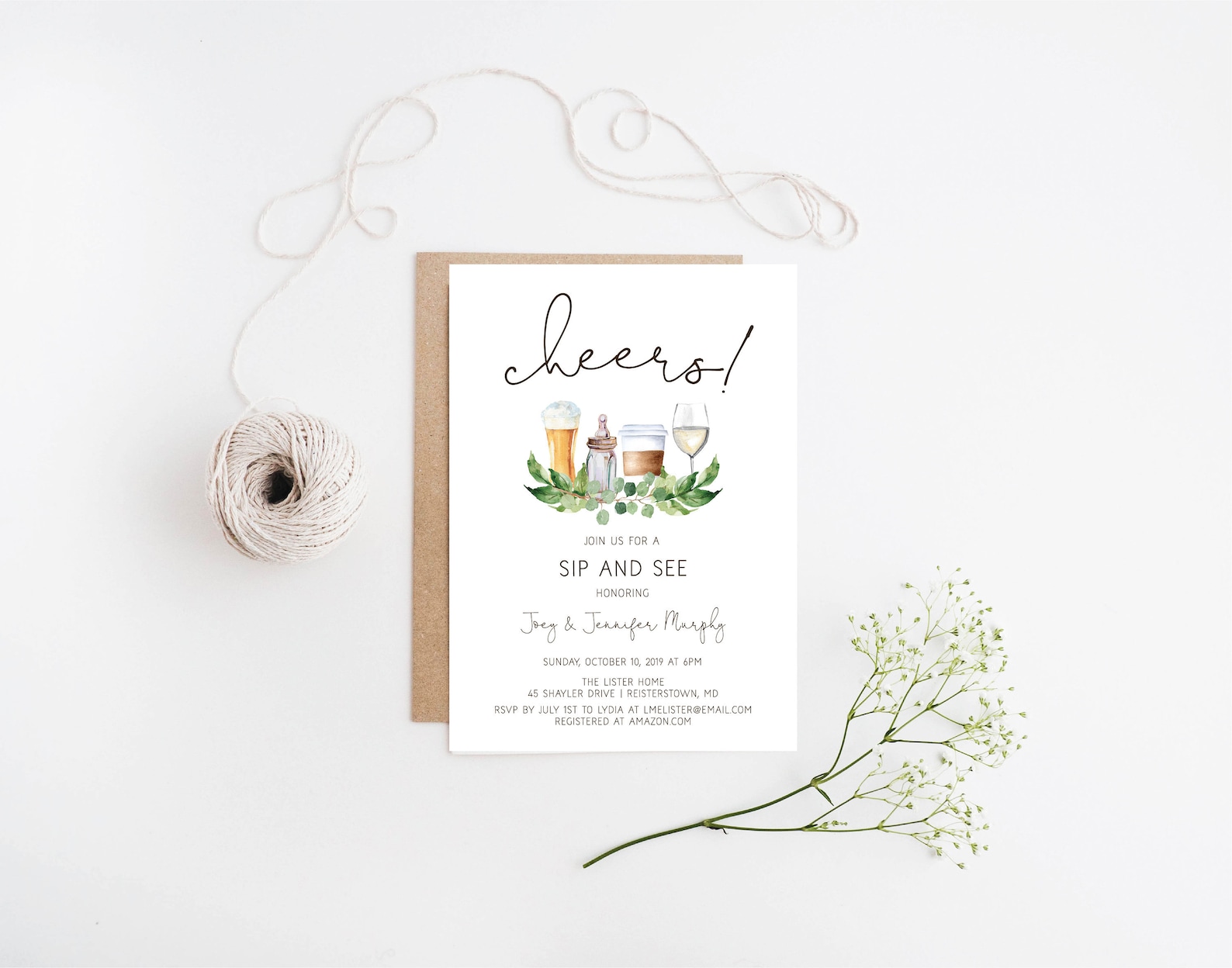 Sip and See Invitation Instant Download Editable Template - Etsy
